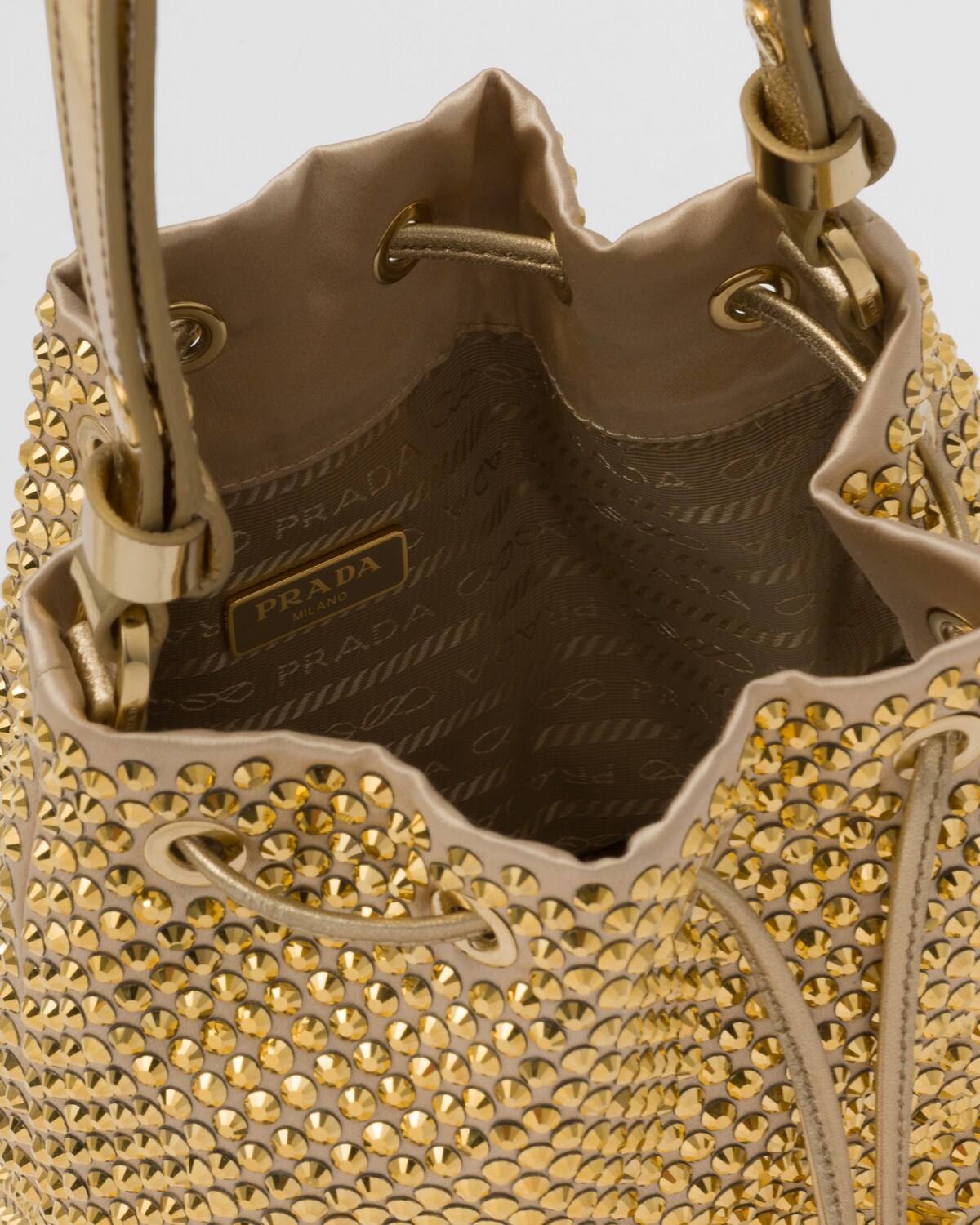 Platinum Satin Mini-bag With Crystals | PRADA