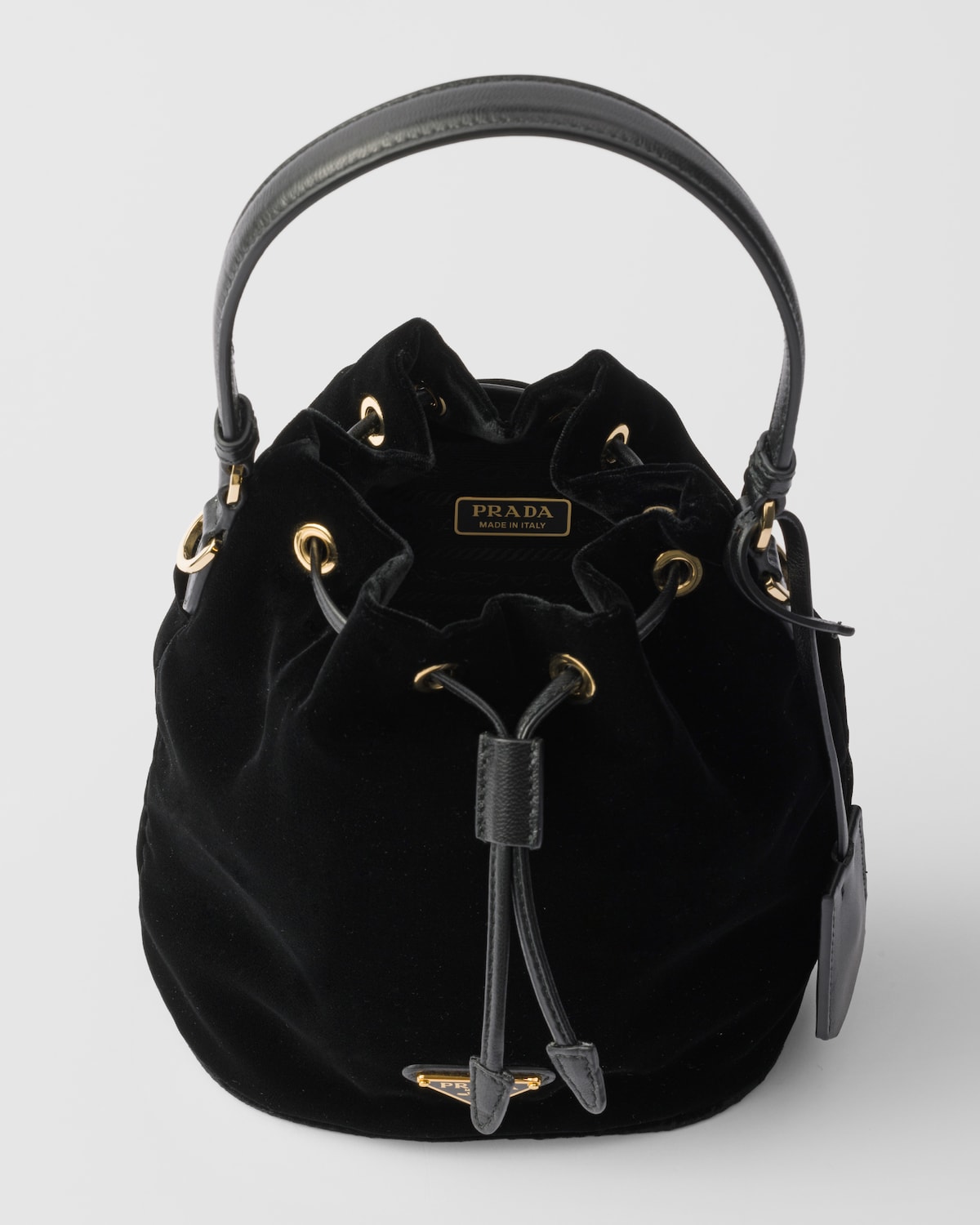Black Velvet Mini-bag With Nappa Leather Details | PRADA