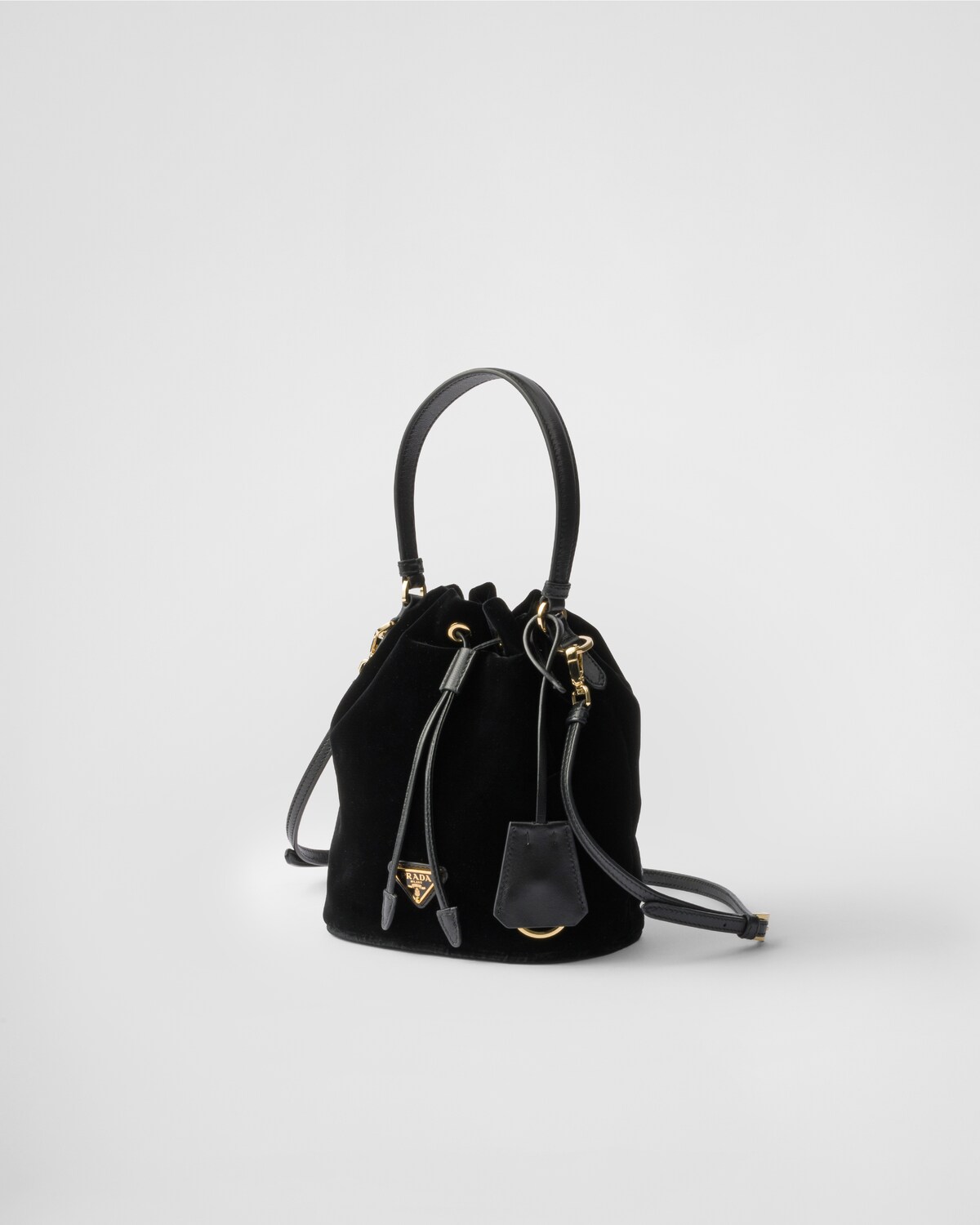 Black Mini Velvet Bag With Nappa Leather Details | PRADA