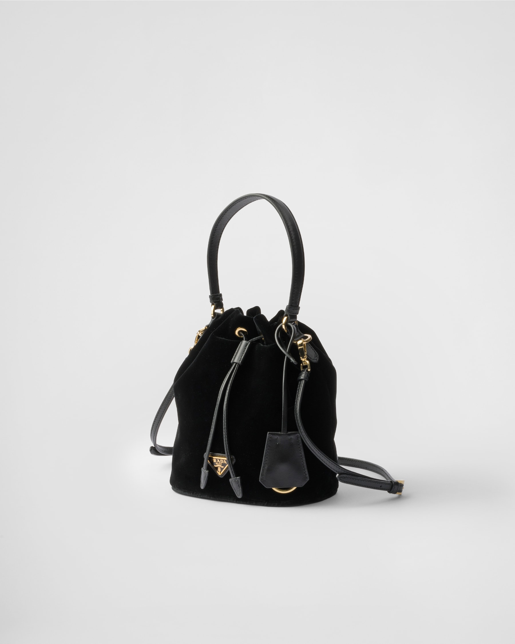Black Velvet Mini-bag With Nappa Leather Details | PRADA