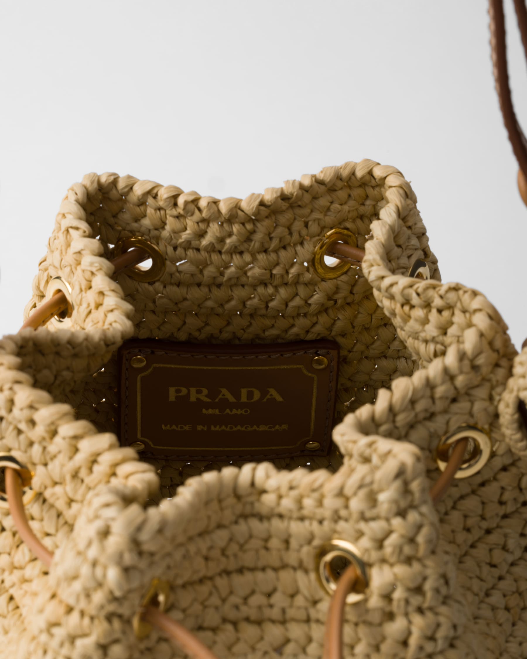 Natural Crochet And Leather Mini-bucket Bag | PRADA