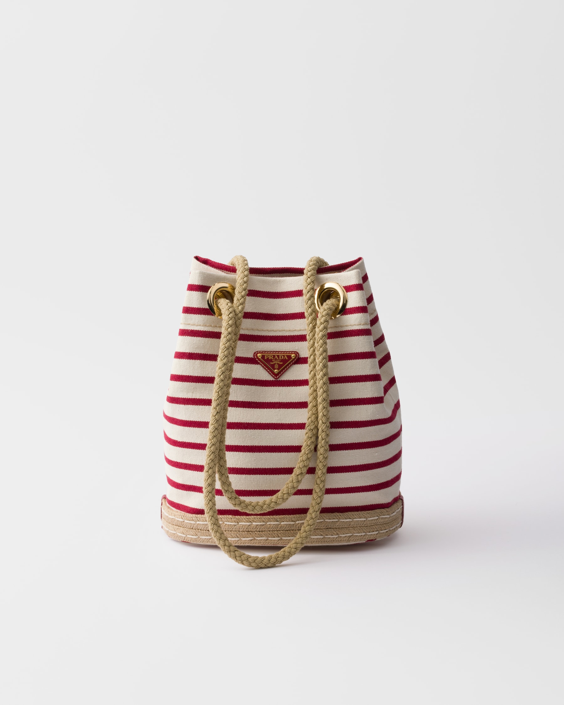 Pomegranate Yellow/red Prada Mariner Small Fabric Bucket Bag | PRADA