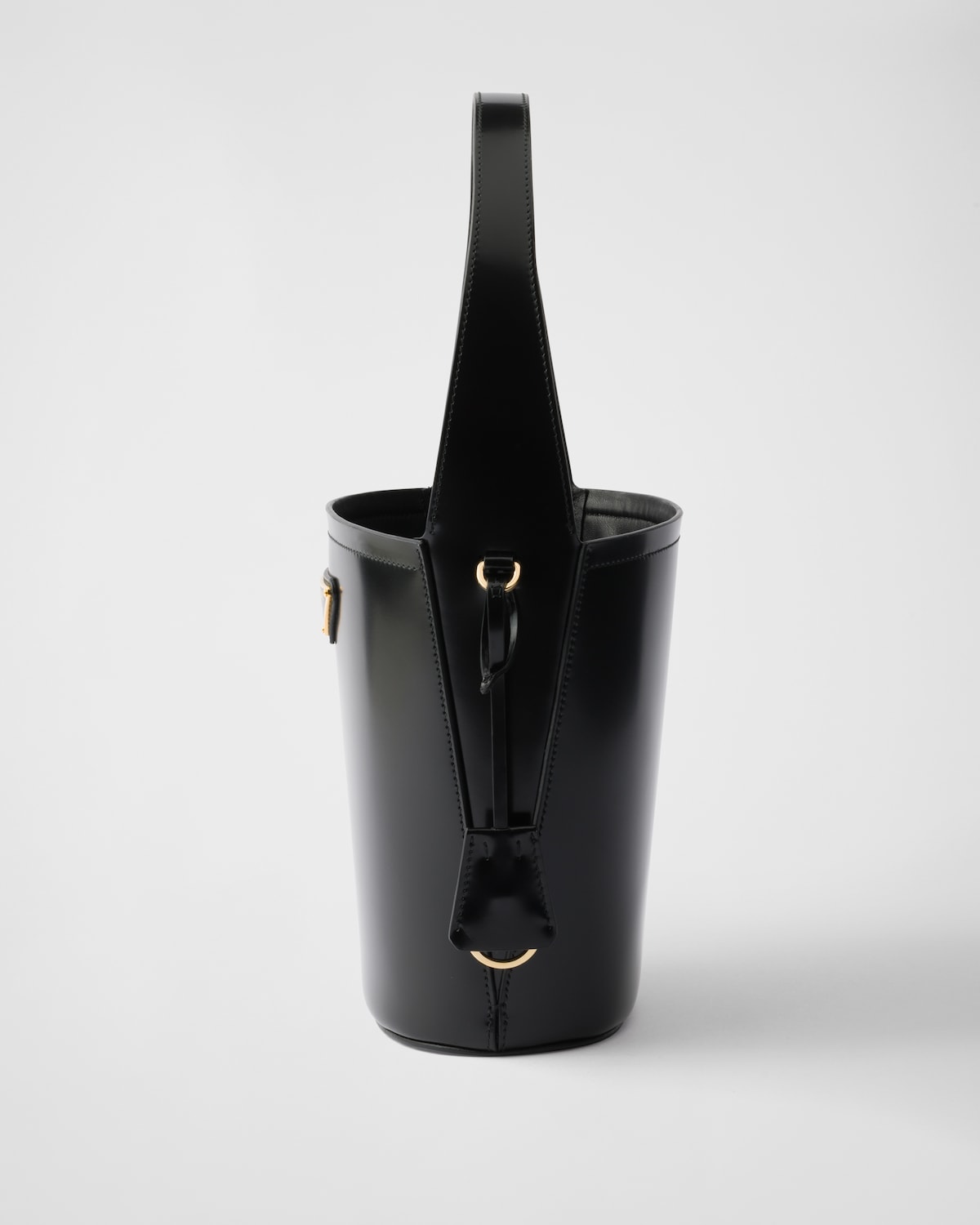 Black Brushed Leather Mini Bucket Bag | PRADA