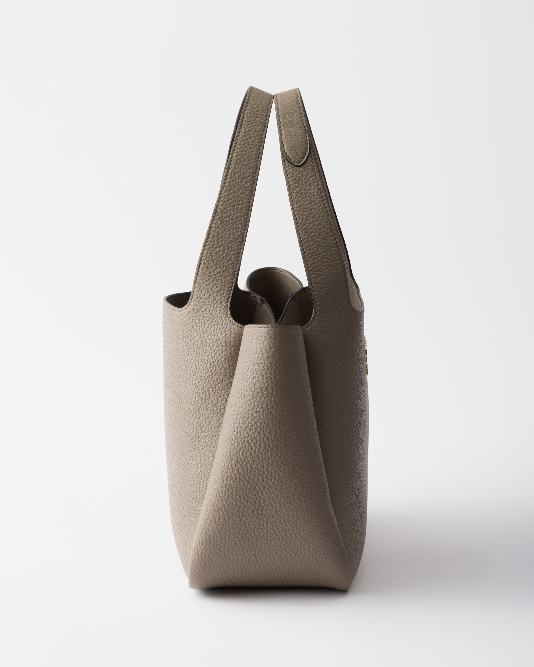 Clay Gray Small Leather Tote Bag | PRADA