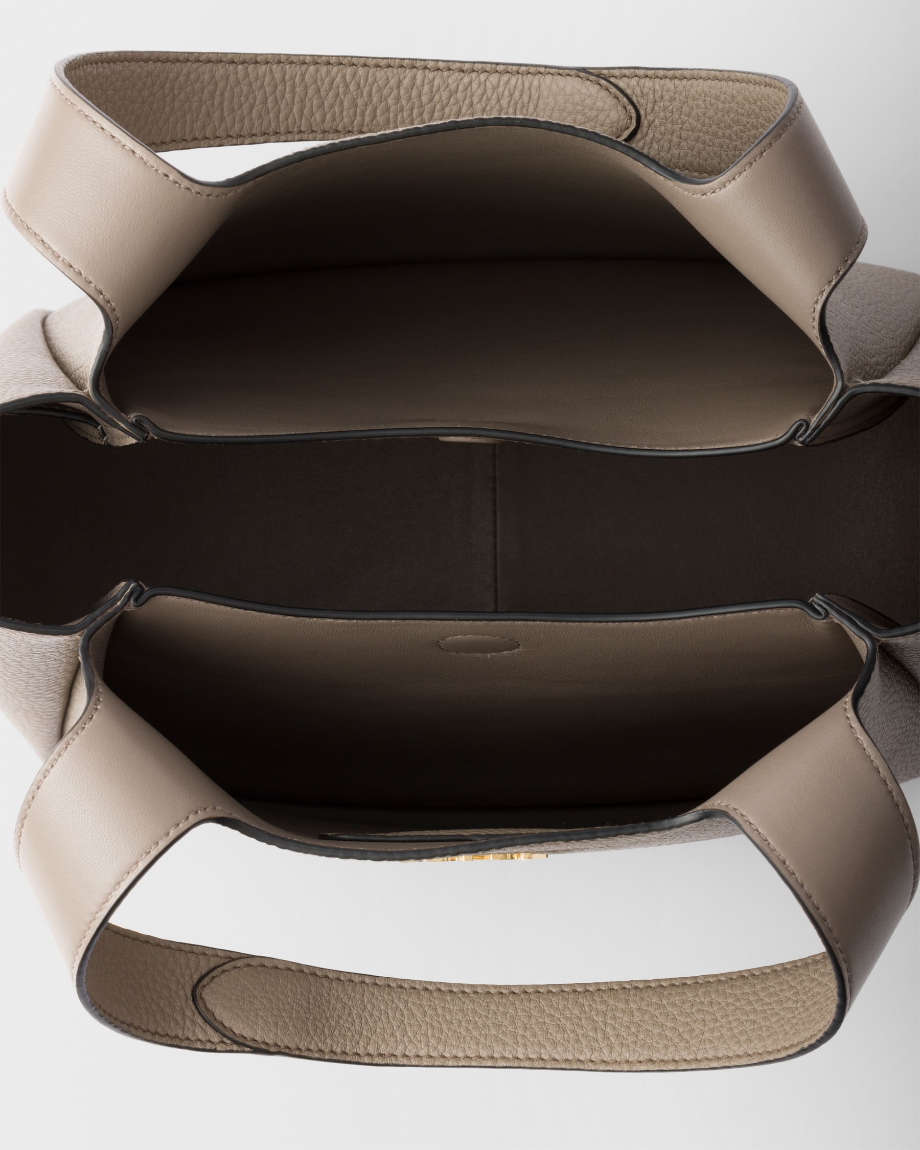 Clay Gray Small Leather Tote Bag | PRADA