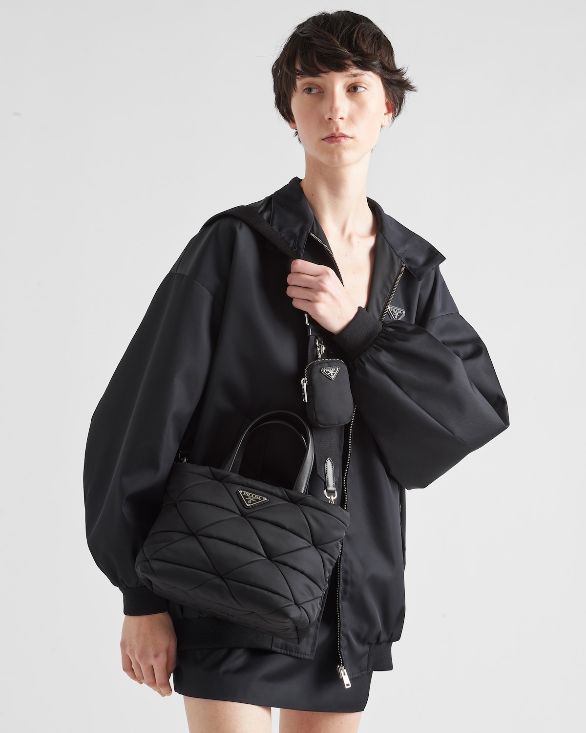 Black Padded Re-nylon Tote Bag | PRADA