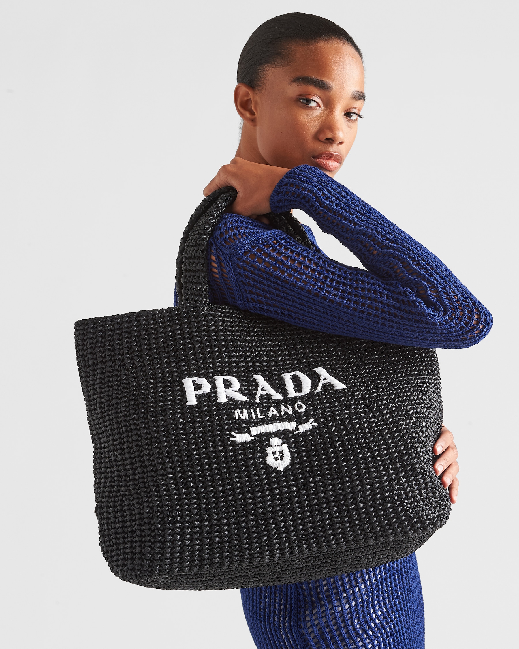 Black Crochet Tote Bag | PRADA
