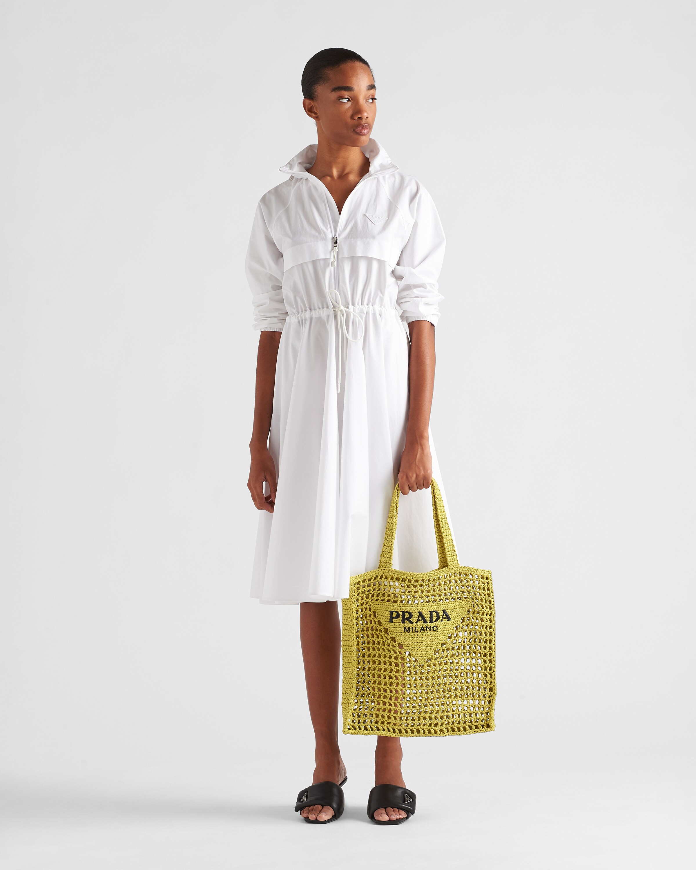 Citron Green Raffia tote bag | Prada