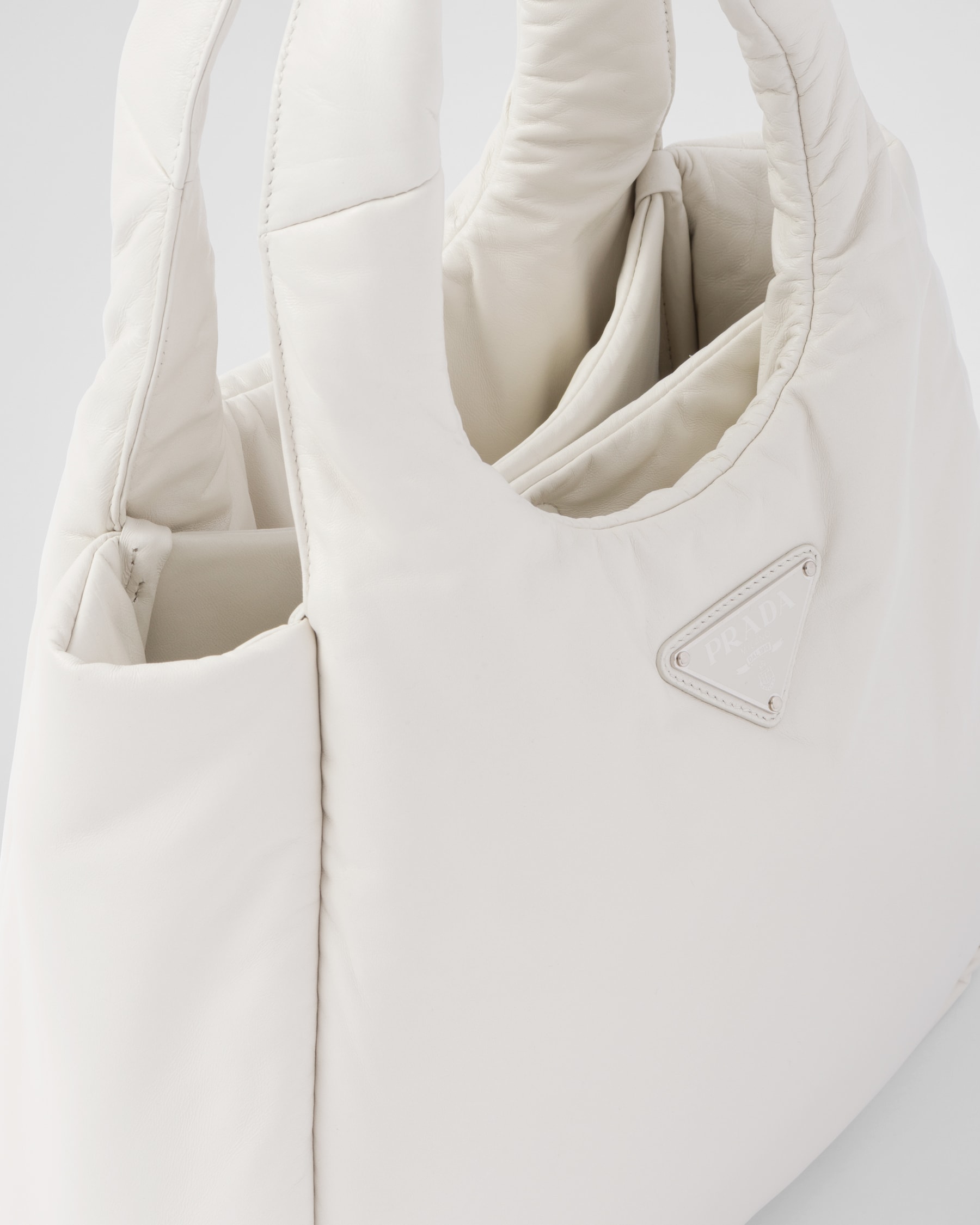 White Medium Padded Prada Soft Nappa Leather Bag | PRADA