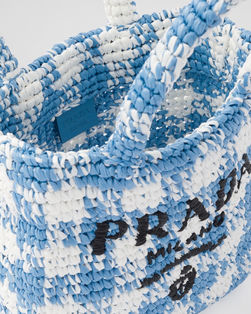 Light Blue Small Crochet Tote Bag | PRADA