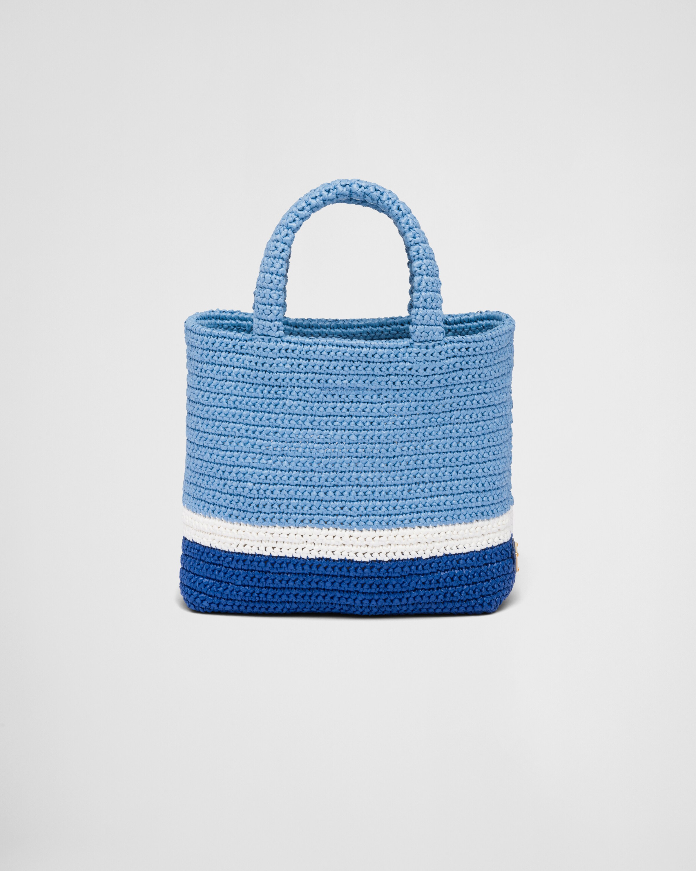 Celeste/blue Small raffia tote bag | Prada
