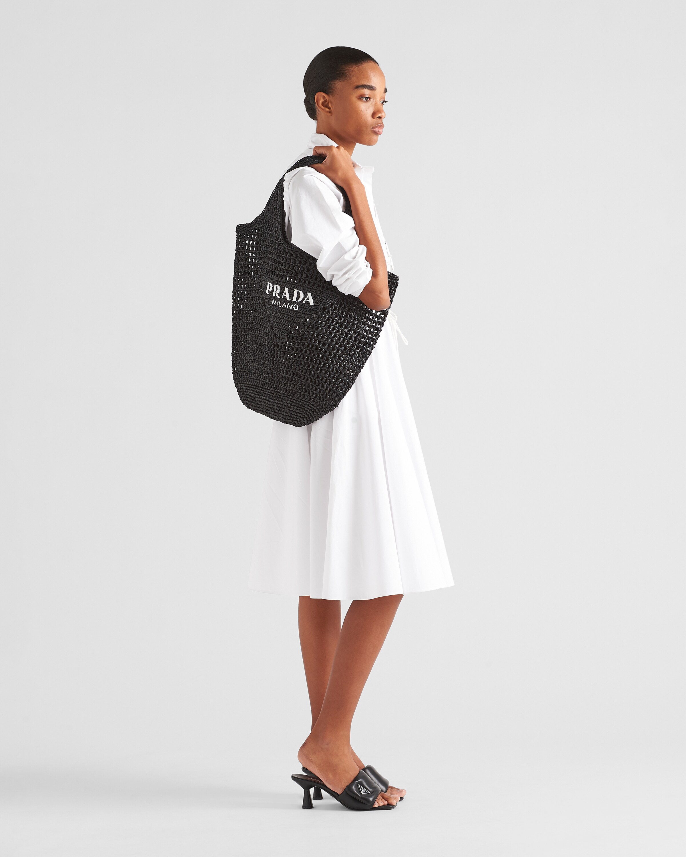 Black Raffia tote bag | Prada