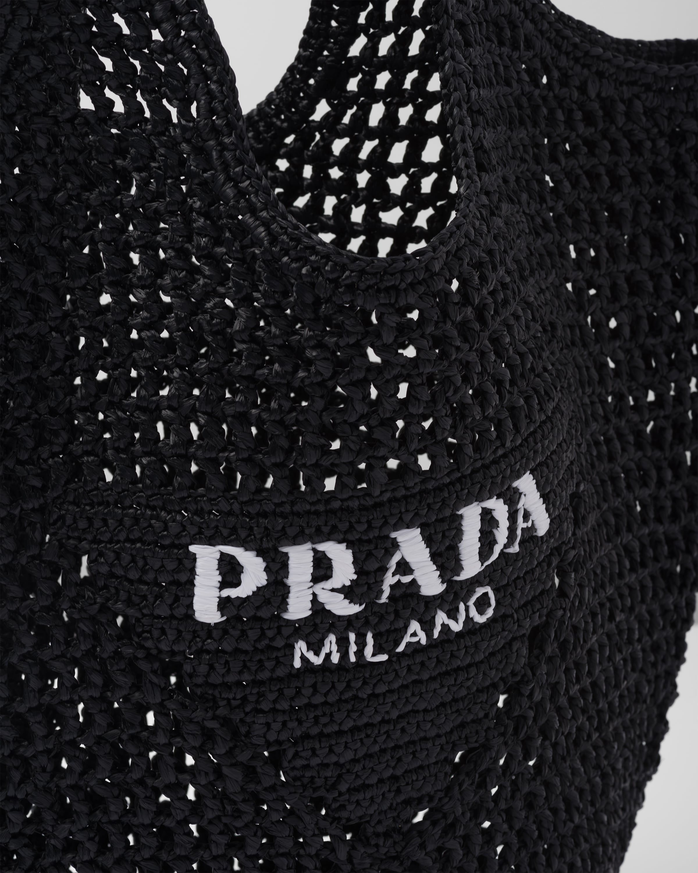 Black Raffia tote bag | Prada
