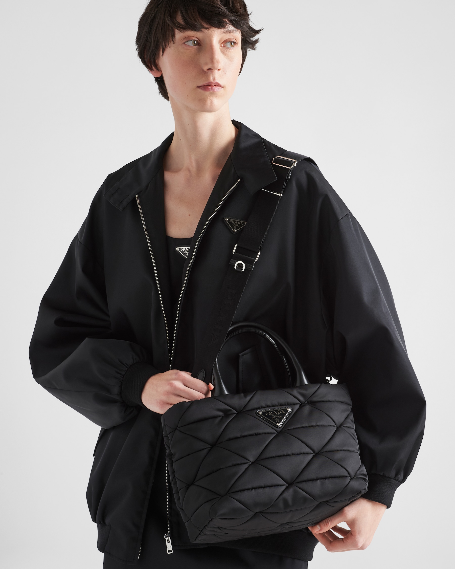 Black Small Re-nylon Padded Tote Bag | PRADA - United States