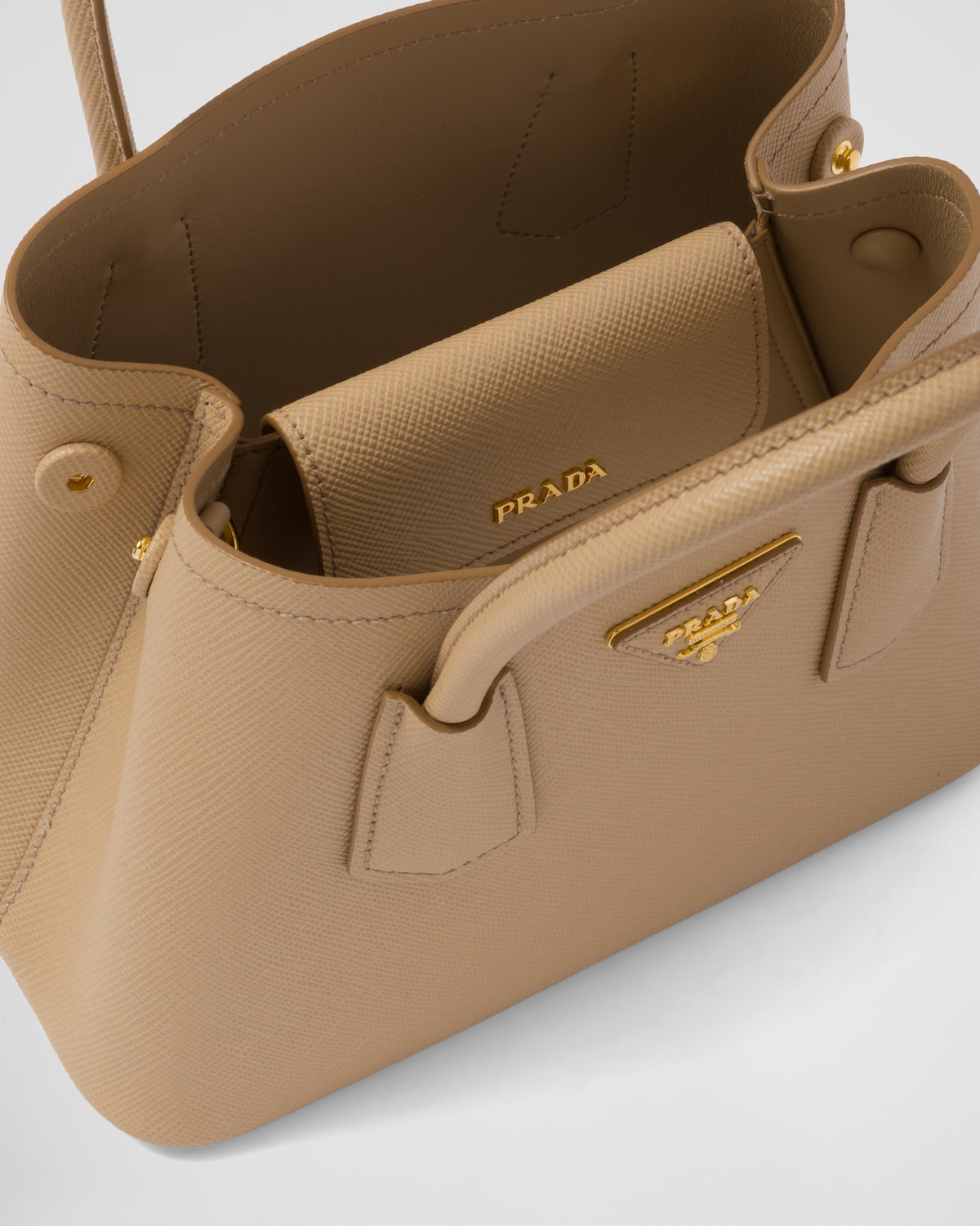 Sand Beige Prada Double Saffiano Leather Mini Bag | PRADA