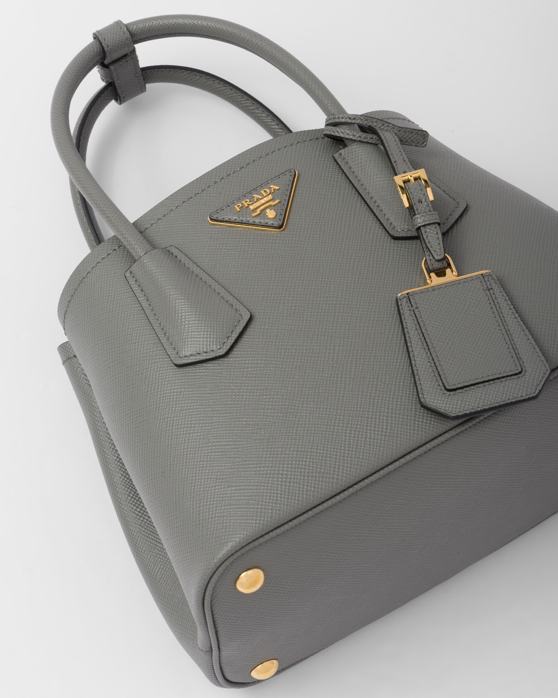 Slate/black Prada Double Saffiano Leather Mini Bag | PRADA
