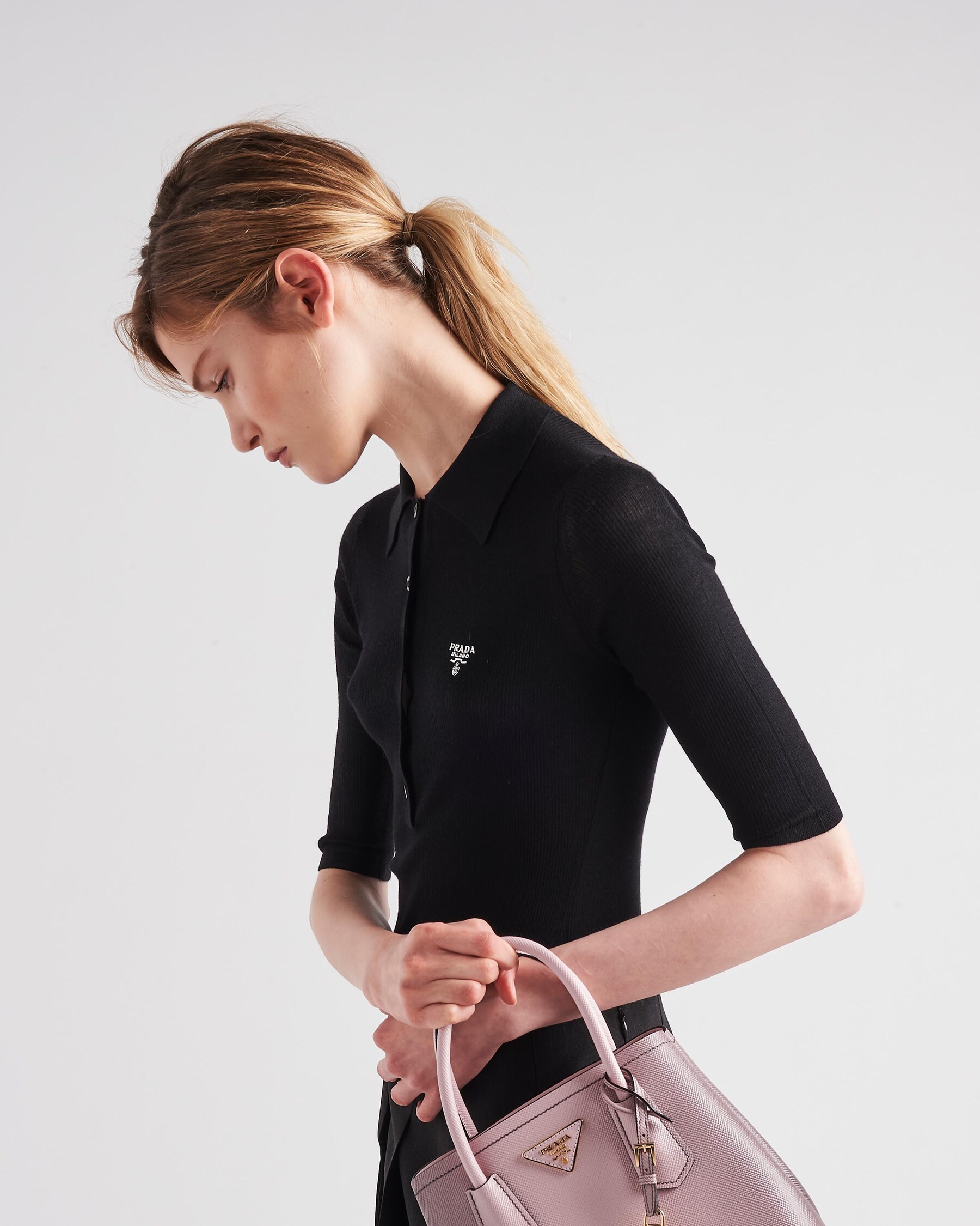 Gradient Alabaster Pink Prada Double Saffiano Leather Mini-bag | PRADA