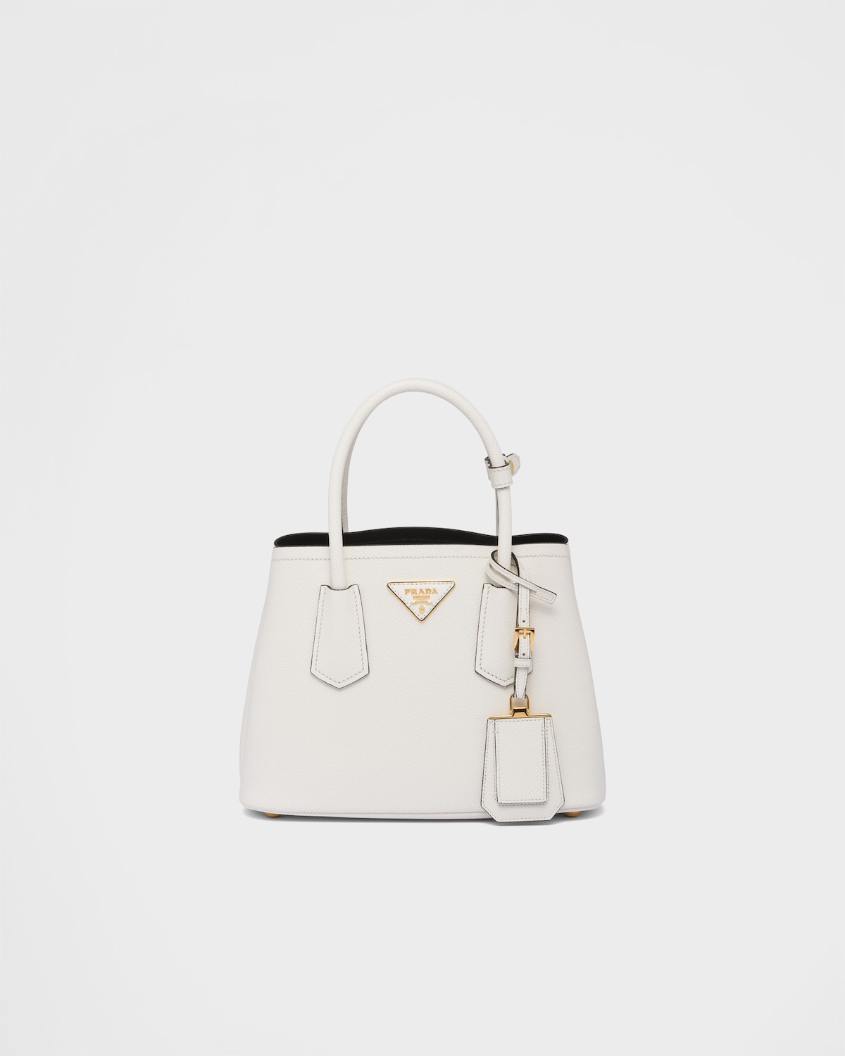 White/black Prada Double Saffiano Leather Mini Bag | PRADA
