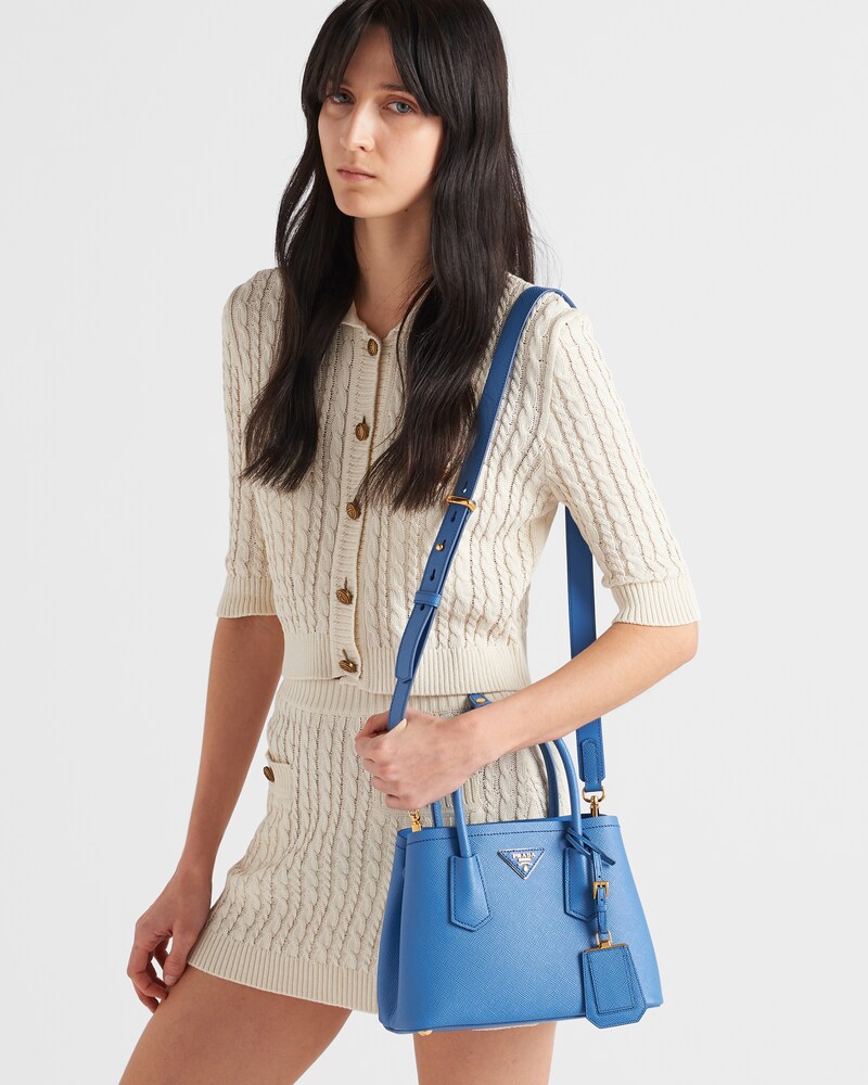 Light Blue Prada Double Saffiano Leather Mini Bag | PRADA