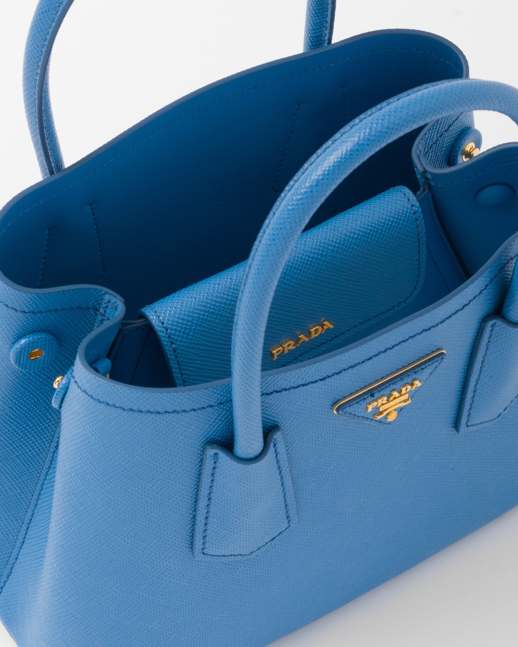 Light Blue Prada Double Saffiano Leather Mini Bag | PRADA