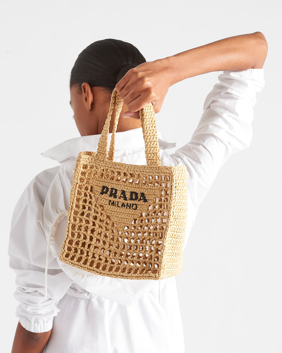 Natural Small Crochet Tote Bag | PRADA