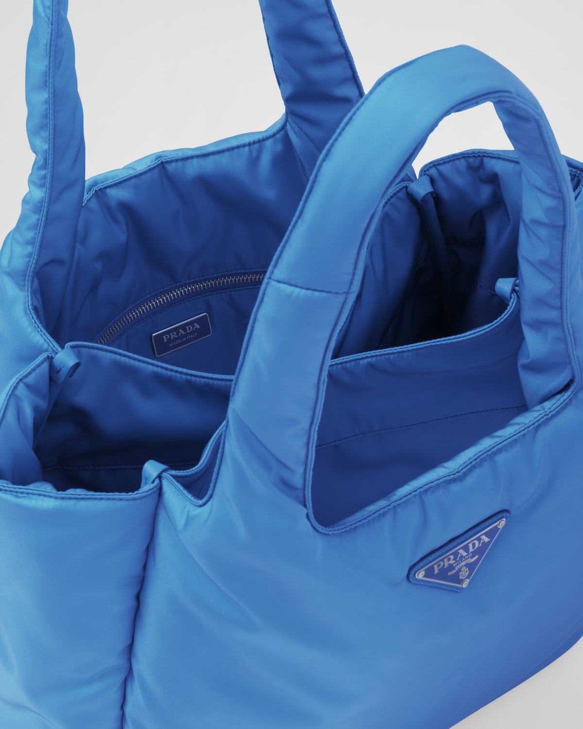 Periwinkle Blue Large Padded Re-nylon Tote Bag | PRADA