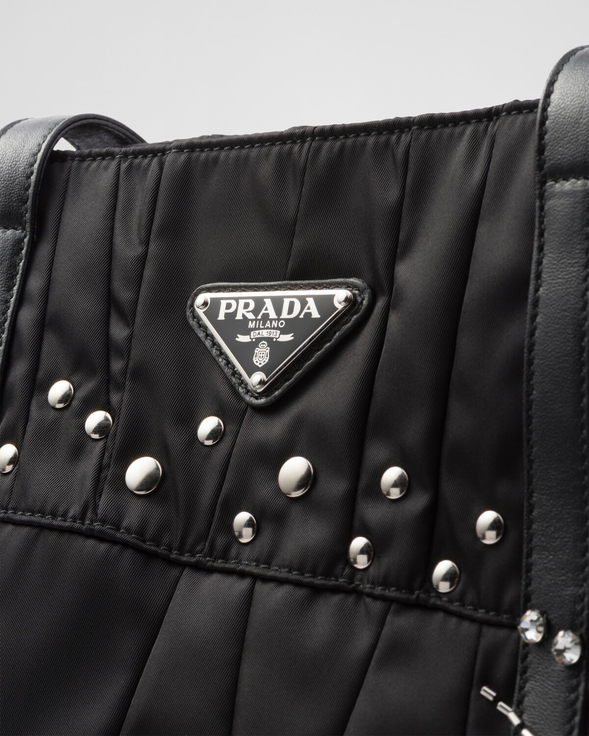 Black Large Re-nylon Patchwork Tote Bag With Embroidery | PRADA