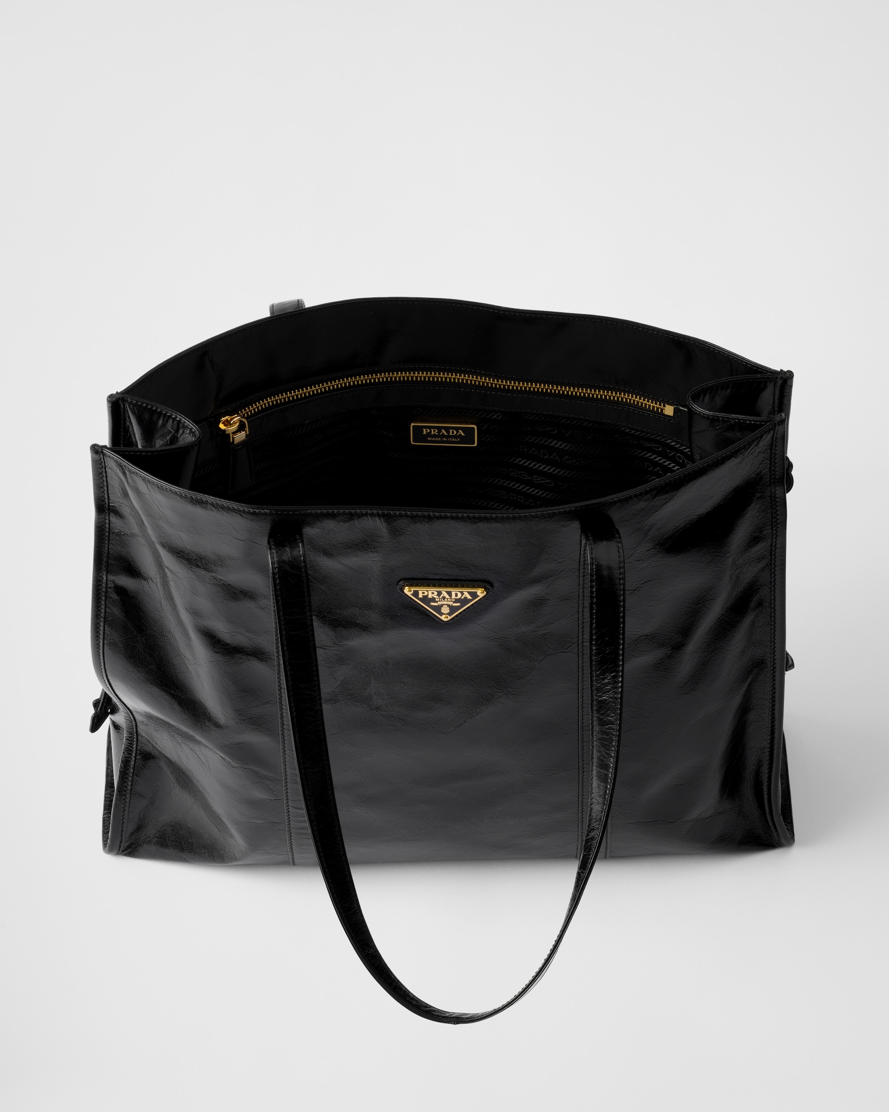 Black Large Leather Tote Bag | PRADA