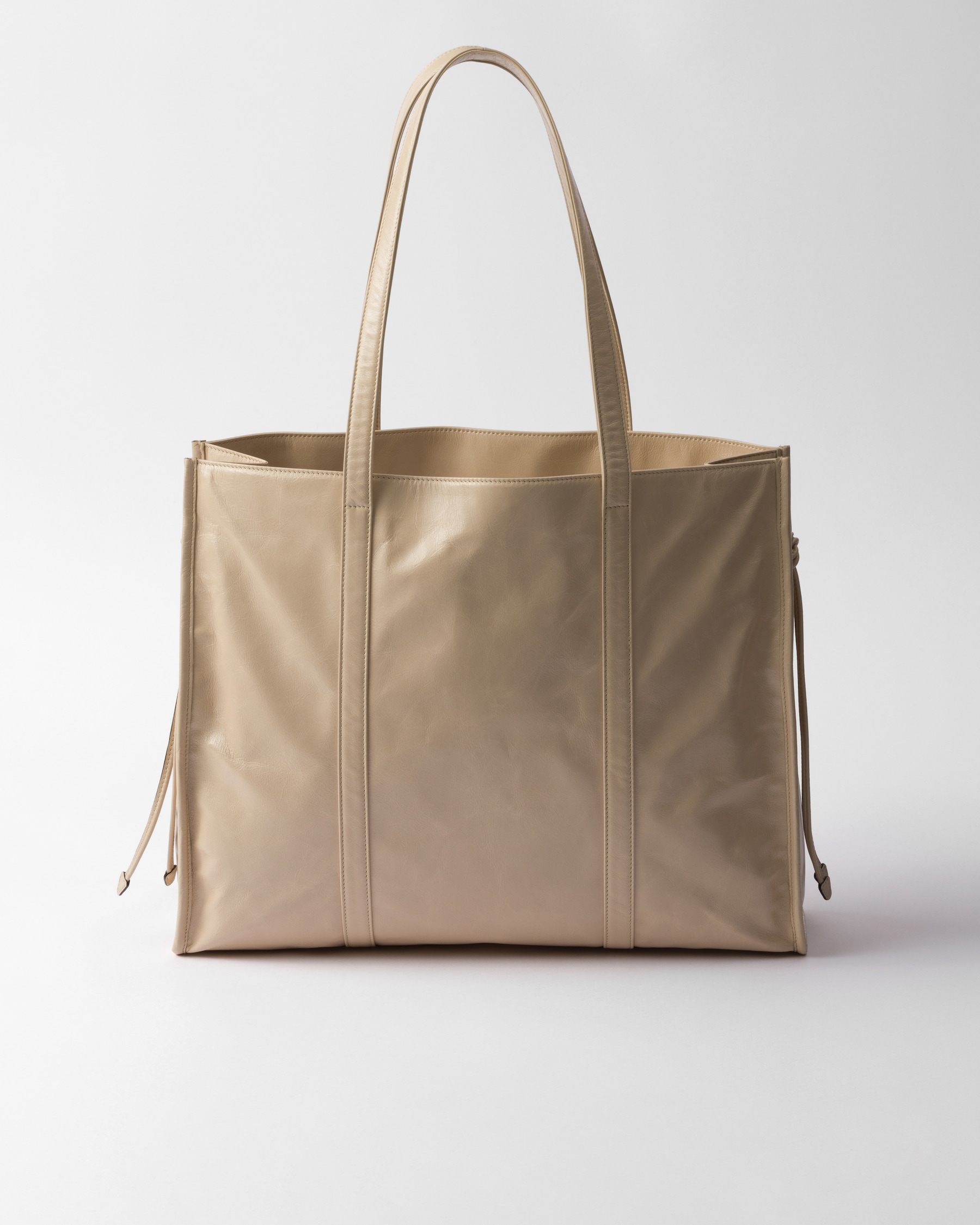 Travertine Large Leather Tote Bag | PRADA