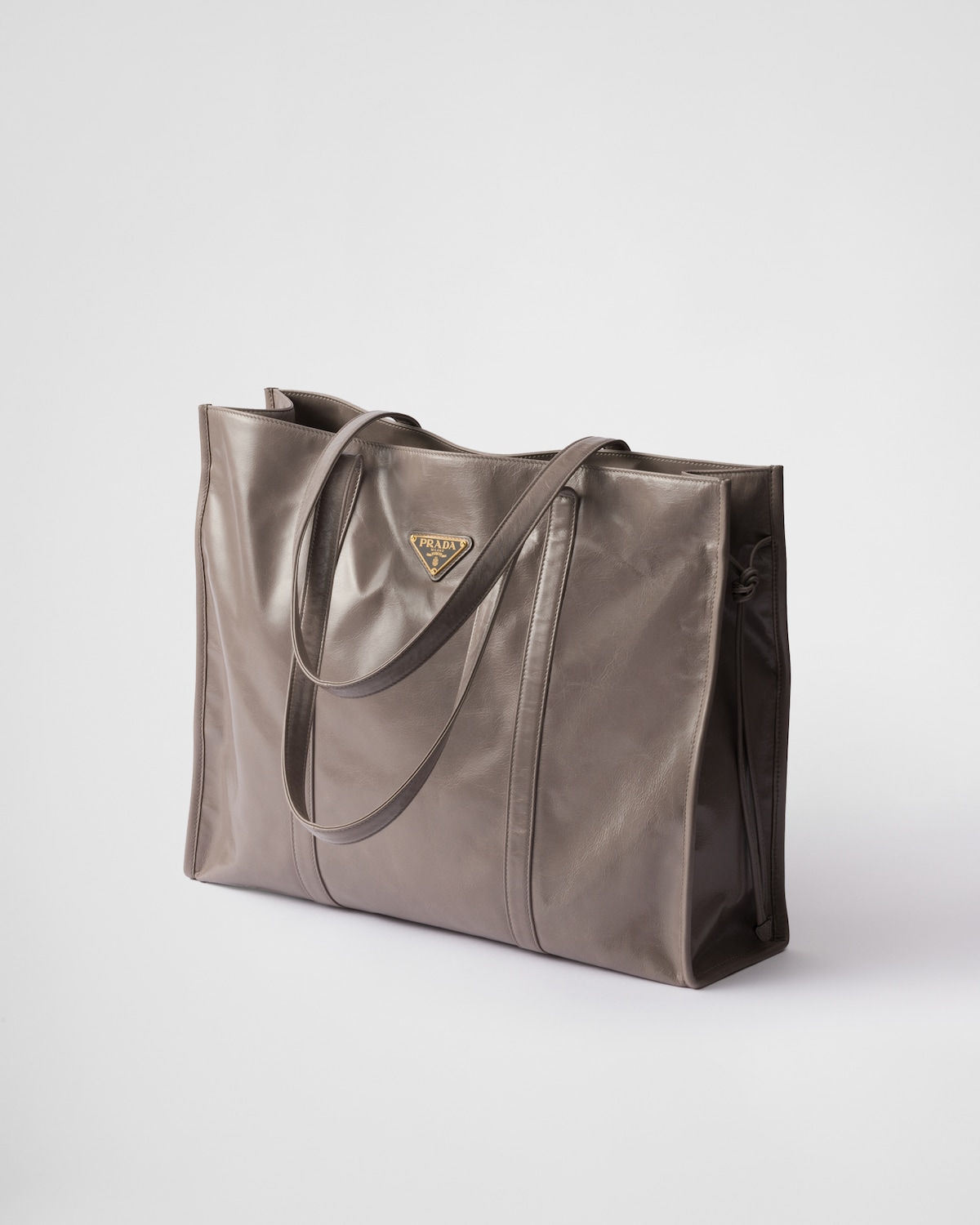 Pewter Large Leather Tote Bag | PRADA