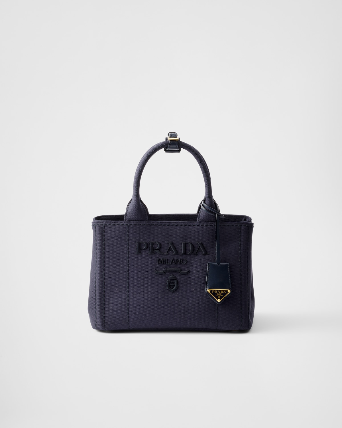 Baltic Blue Prada Jardinière Small Cotton Canvas Handbag | PRADA