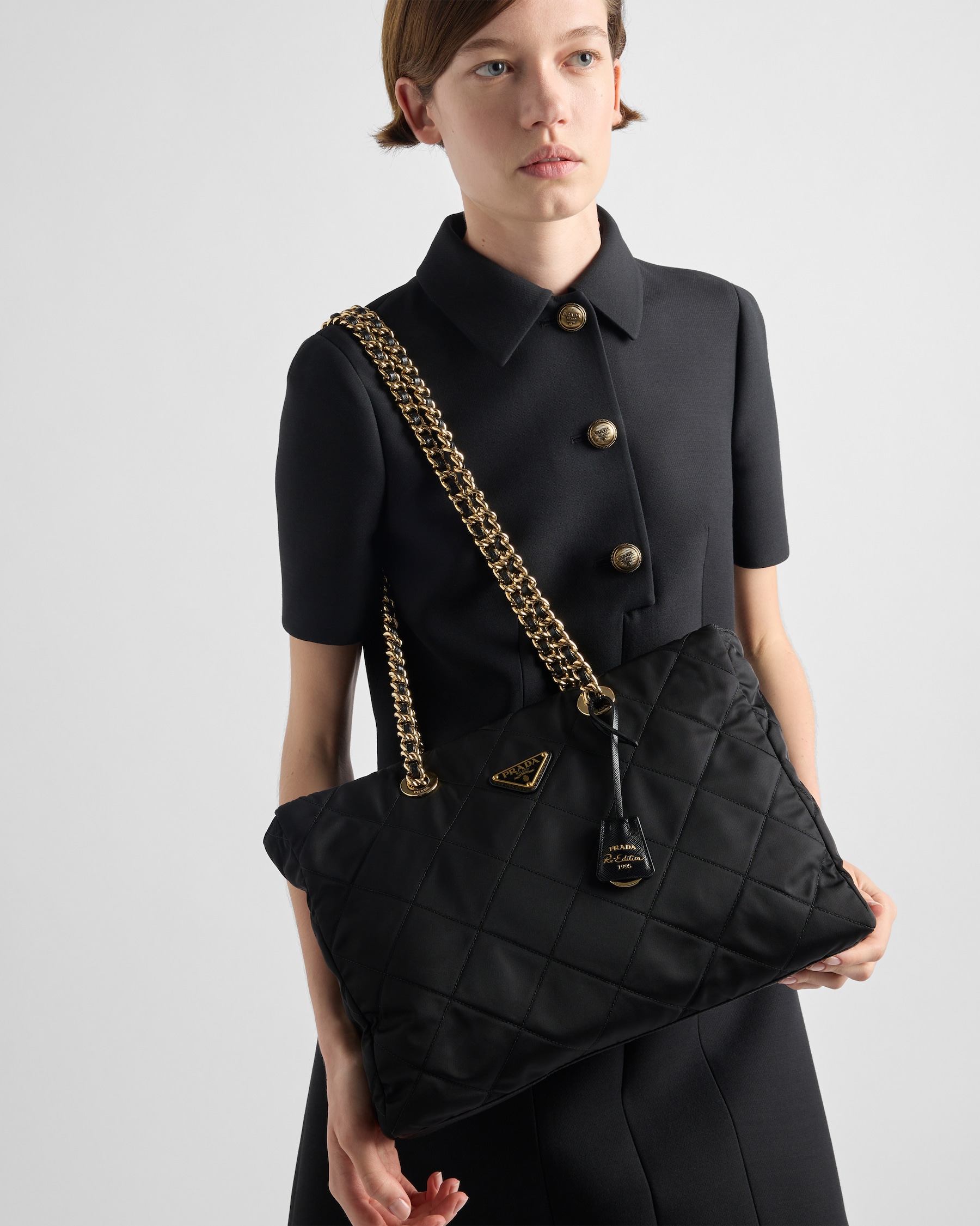 Borsa Prada Re-edition 1995 Chaîne Large In Re-nylon Nero | PRADA