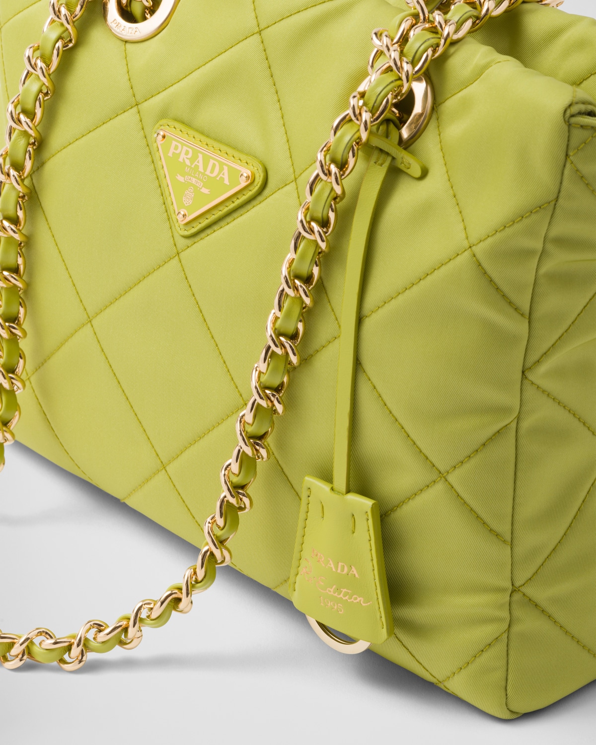 Lime Green Prada Re-edition 1995 Chaîne Re-nylon Tote Bag | PRADA