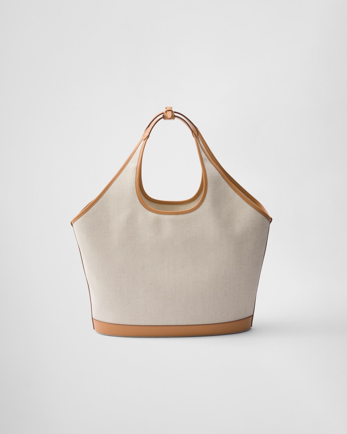 Natural Large Linen Blend And Leather Tote Bag | PRADA