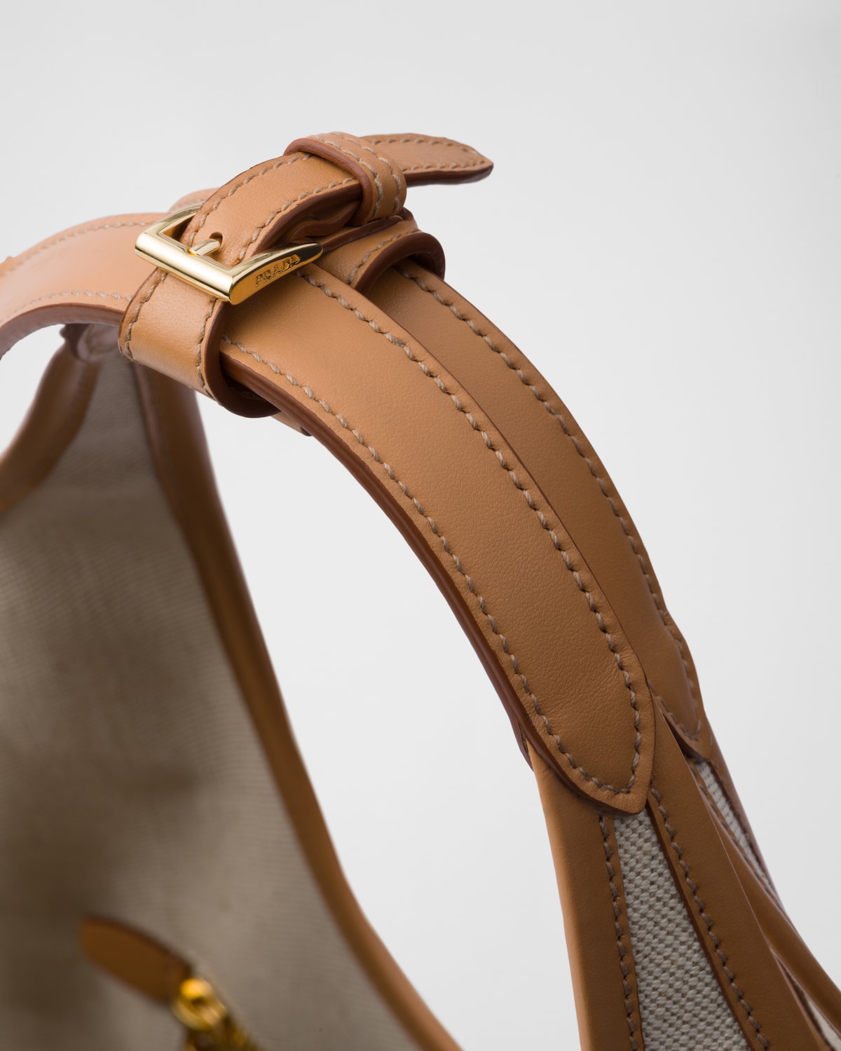 Natural Large Linen Blend And Leather Tote Bag | PRADA