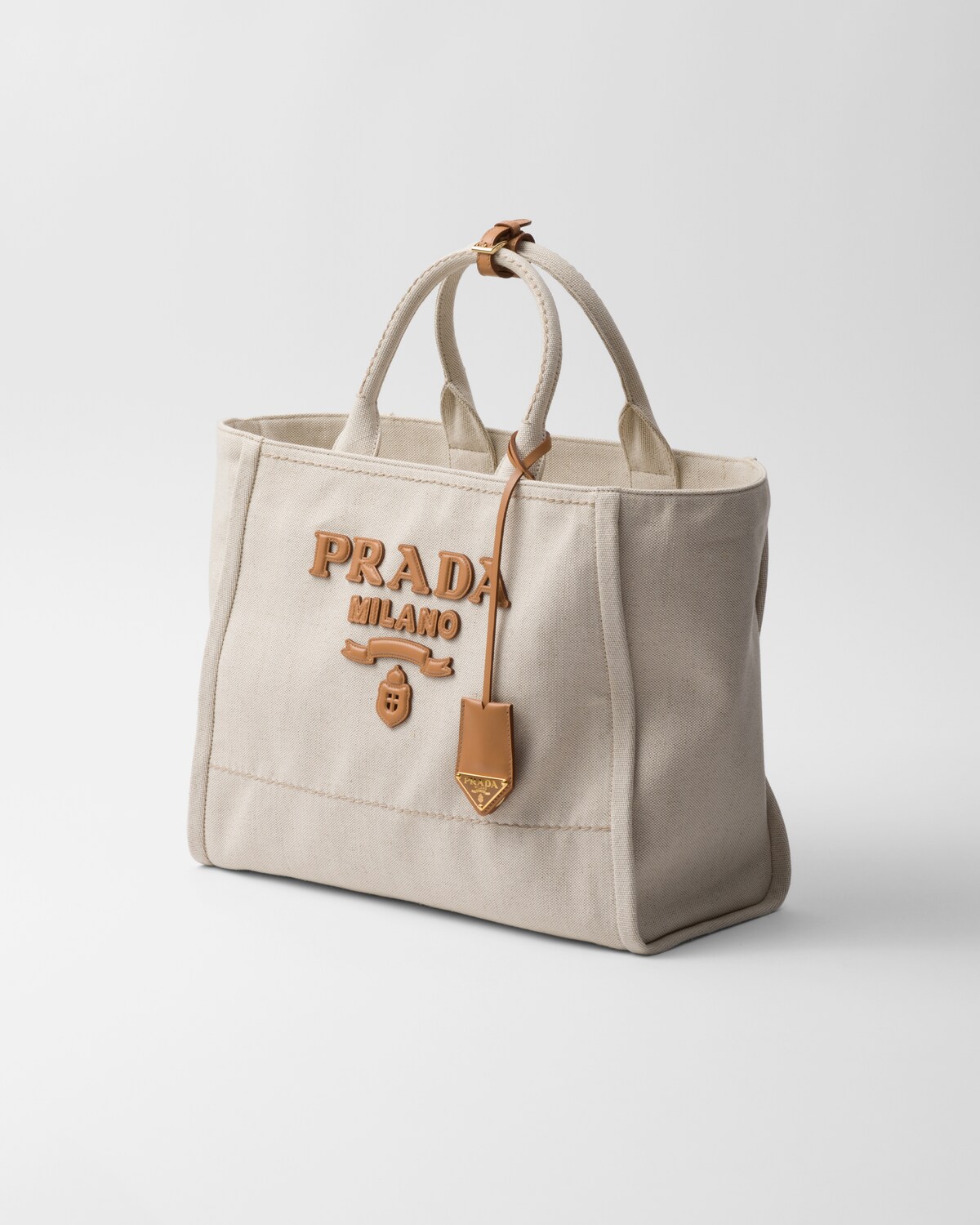 Natural Large Linen Blend Tote Bag | PRADA
