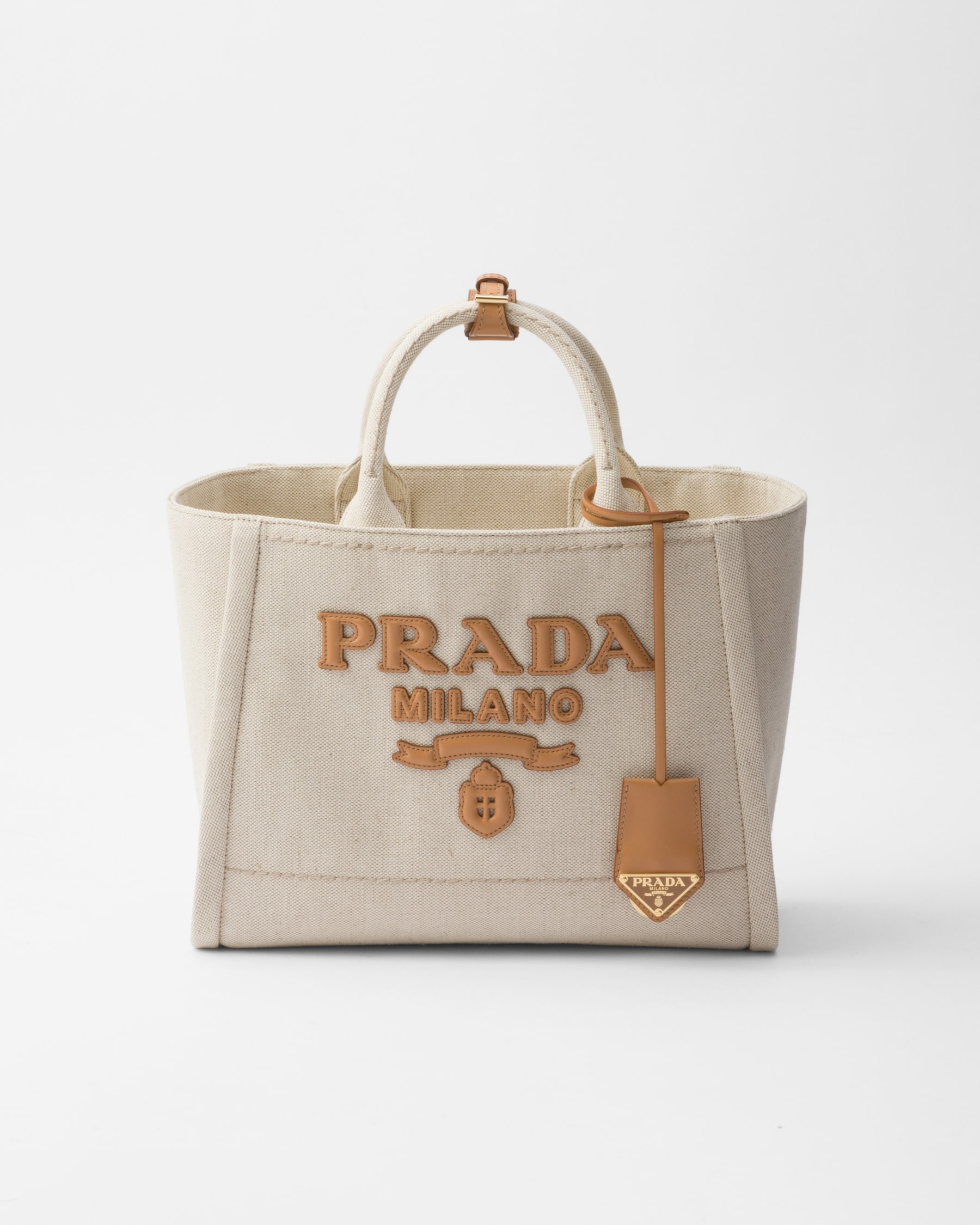 Natural Medium Linen Blend Tote Bag | PRADA