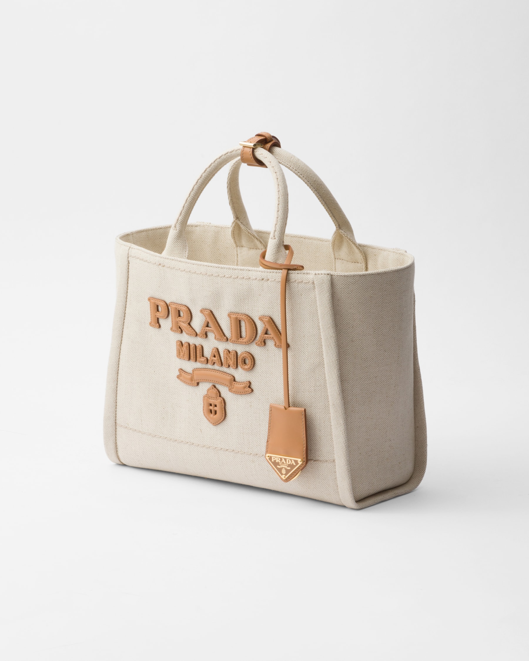 Natural Medium Linen Blend Tote Bag | PRADA