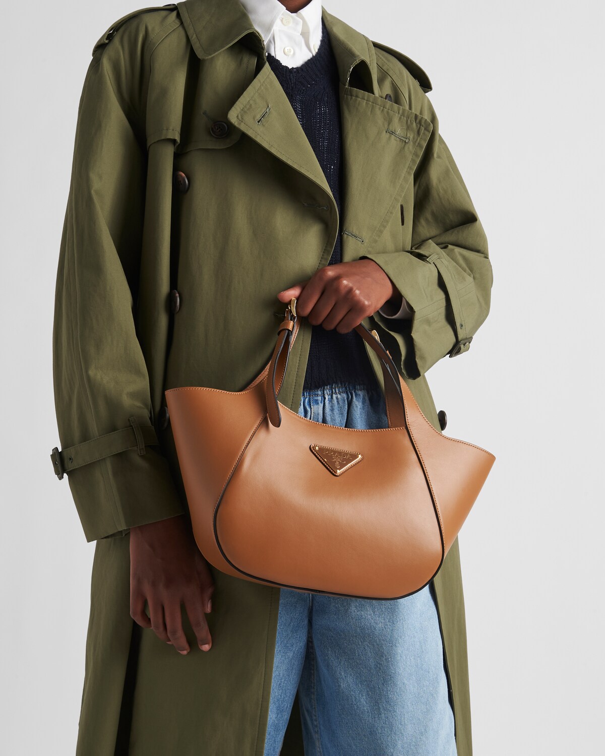 Caramel Prada Medium Leather Tote Bag | PRADA