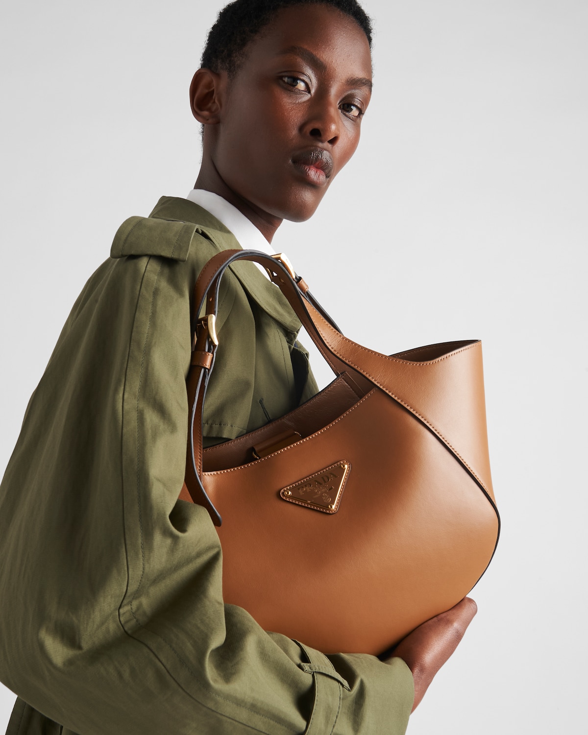Caramel Prada Medium Leather Tote Bag | PRADA