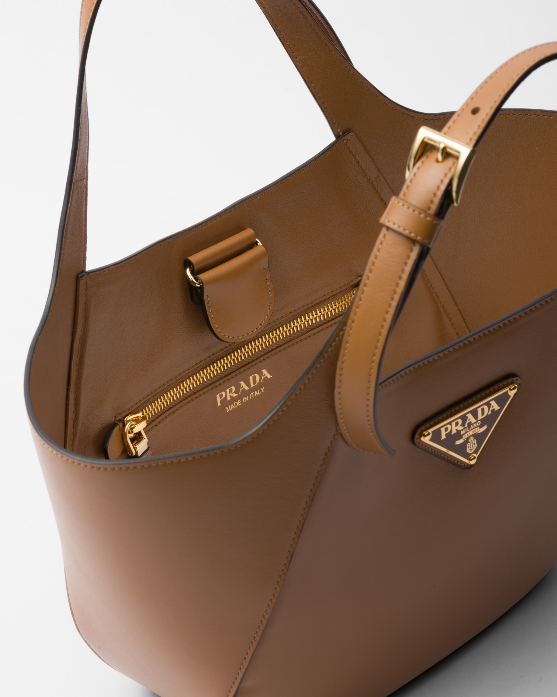 Caramel Prada Medium Leather Tote Bag | PRADA