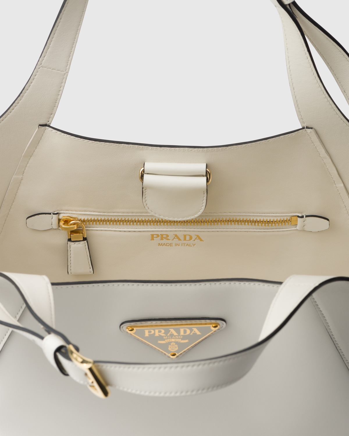 White Prada Medium Leather Tote Bag | PRADA