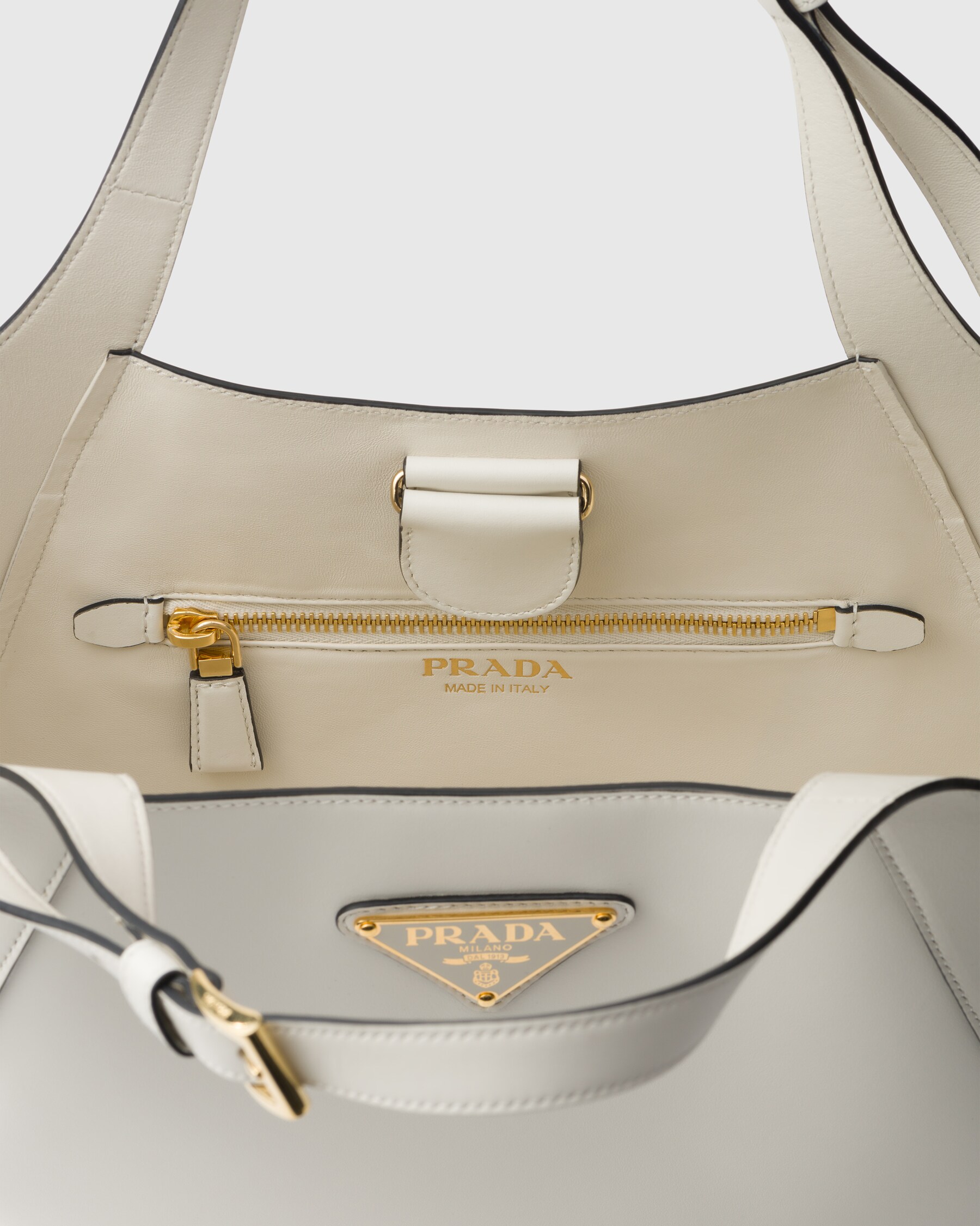 White Prada Medium Leather Tote Bag | PRADA
