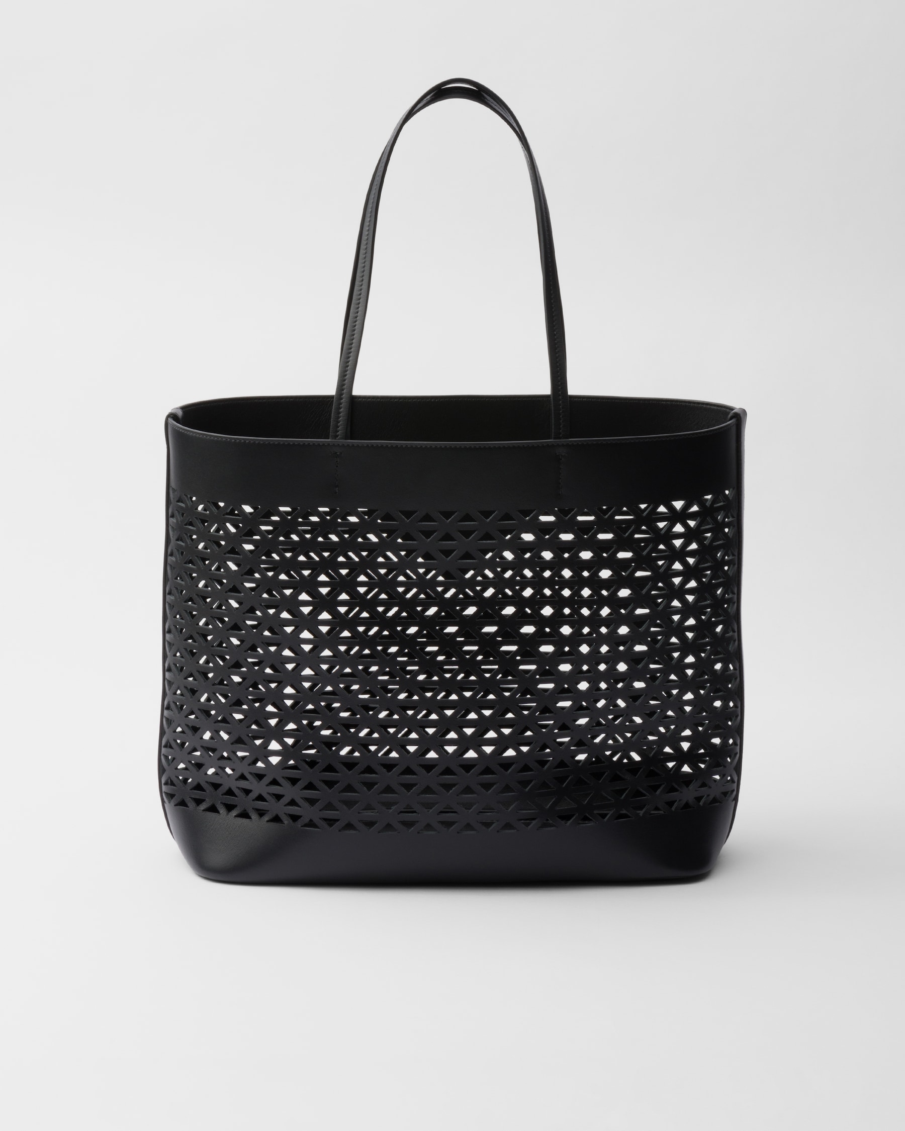 Black Large Perforated Leather Tote Bag | PRADA