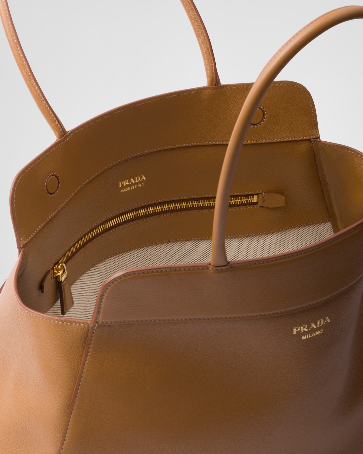 Caramel Large Leather Tote Bag | PRADA