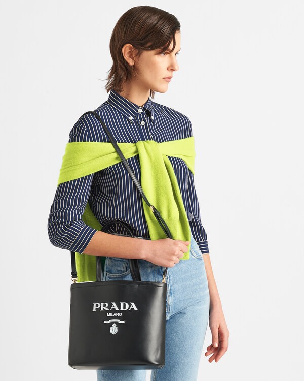 ブラック スモール レザー トートバッグ | PRADA