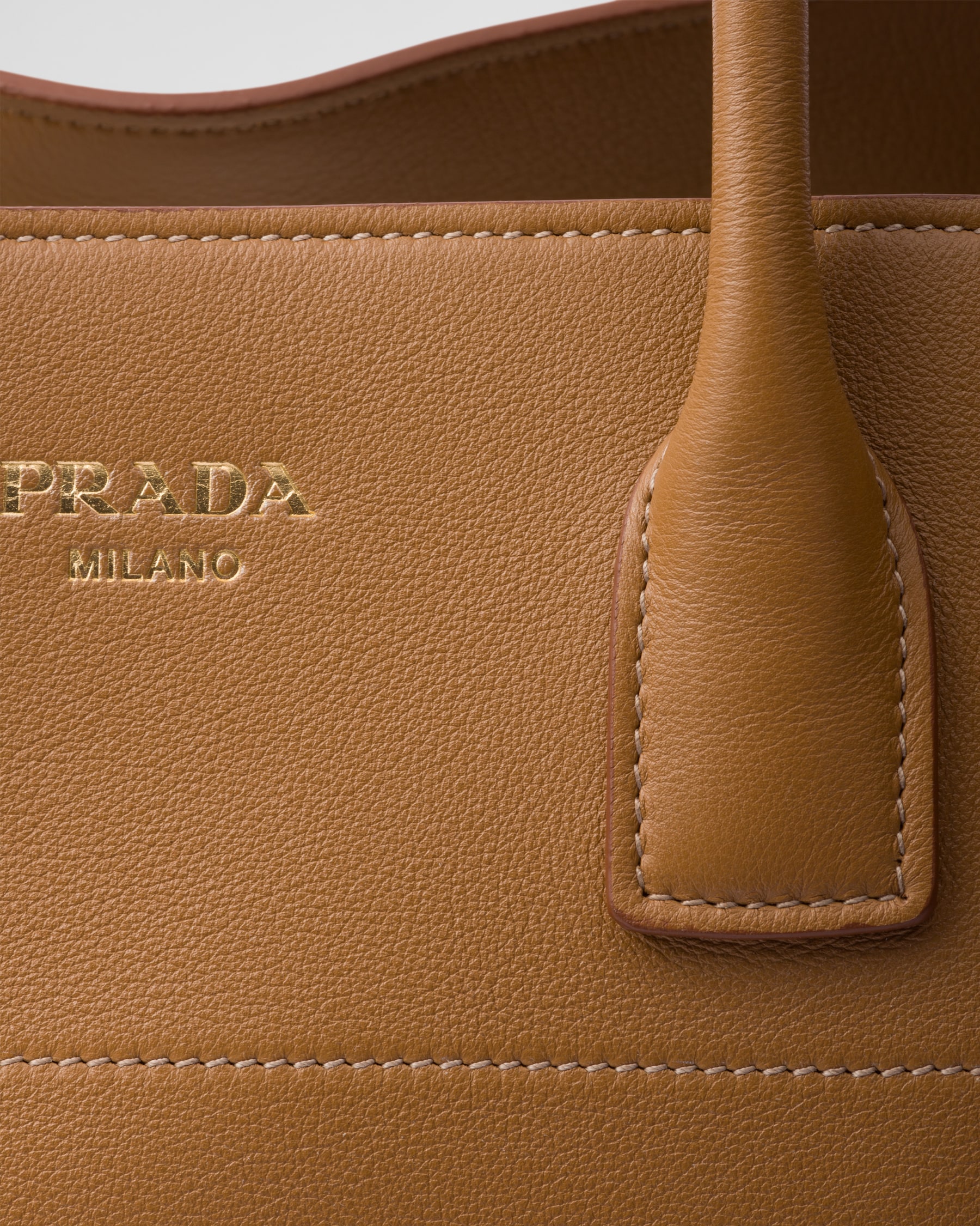 Caramel Large Leather Tote Bag | PRADA