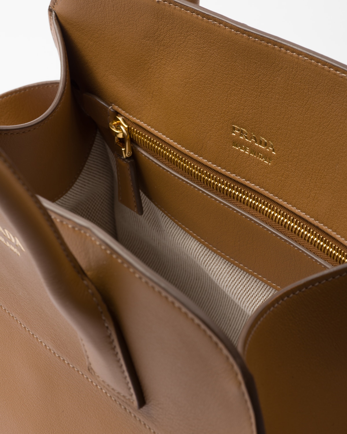 Caramel Medium Leather Tote Bag | PRADA