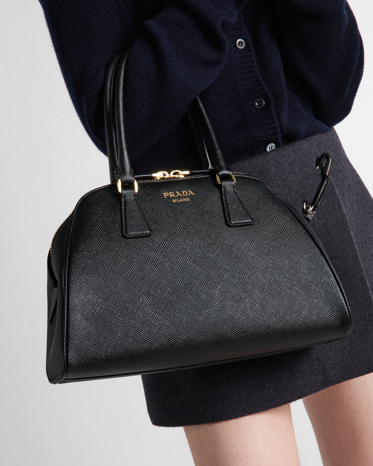 Black Medium Saffiano Leather Bag | PRADA