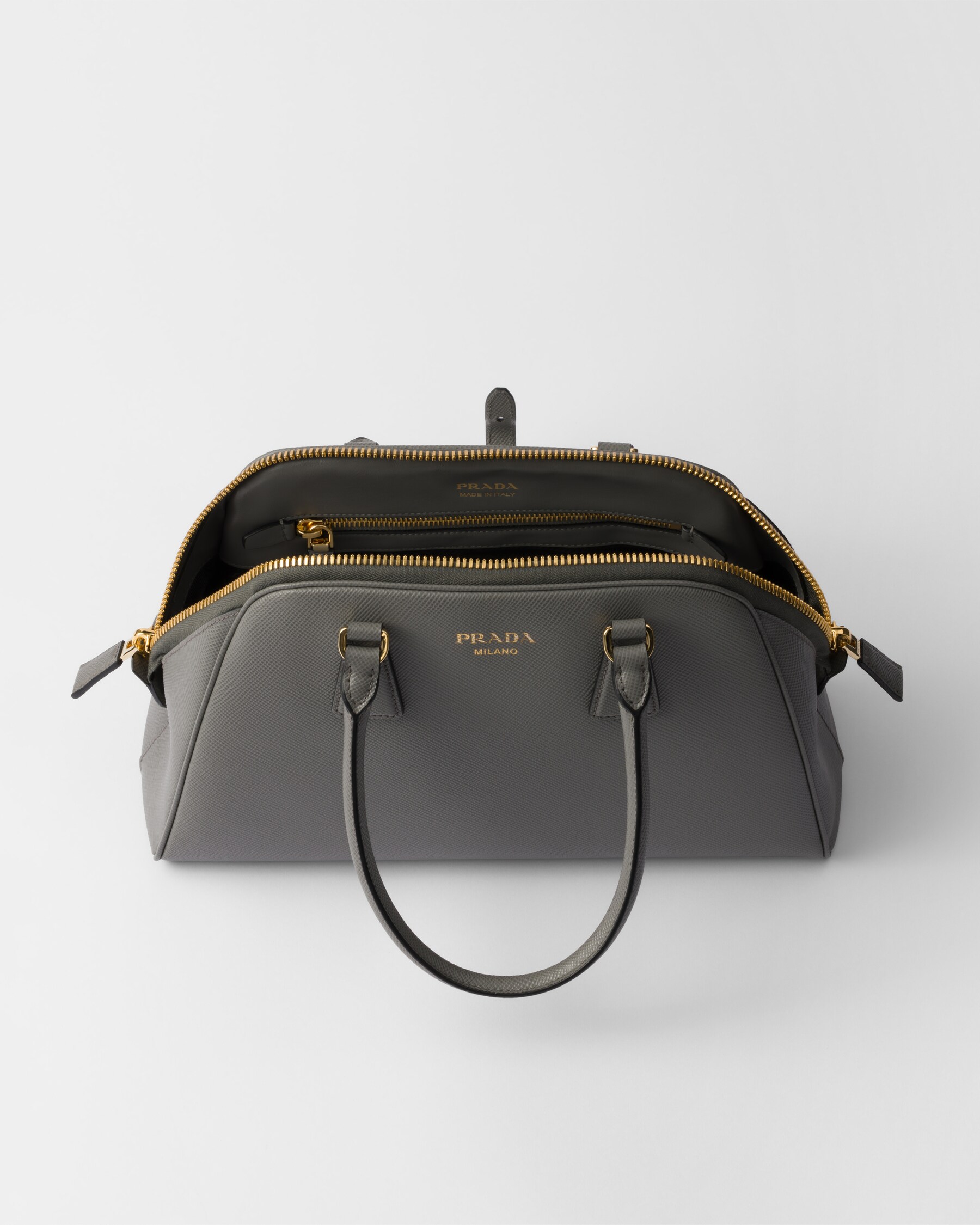 Marble Gray Medium Saffiano Leather Bag | PRADA